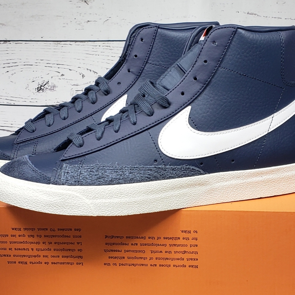 Nike Men Blazer Mid '77 Vintage Thunder Blue White Bq… - Gem